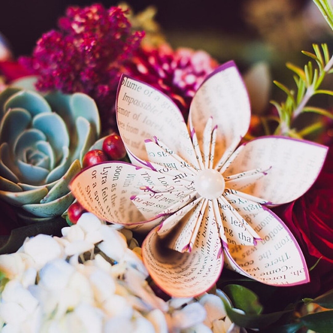Book Paper Flower- Wedding Decor, Bouquet Accessory, Anniversary Gift ...