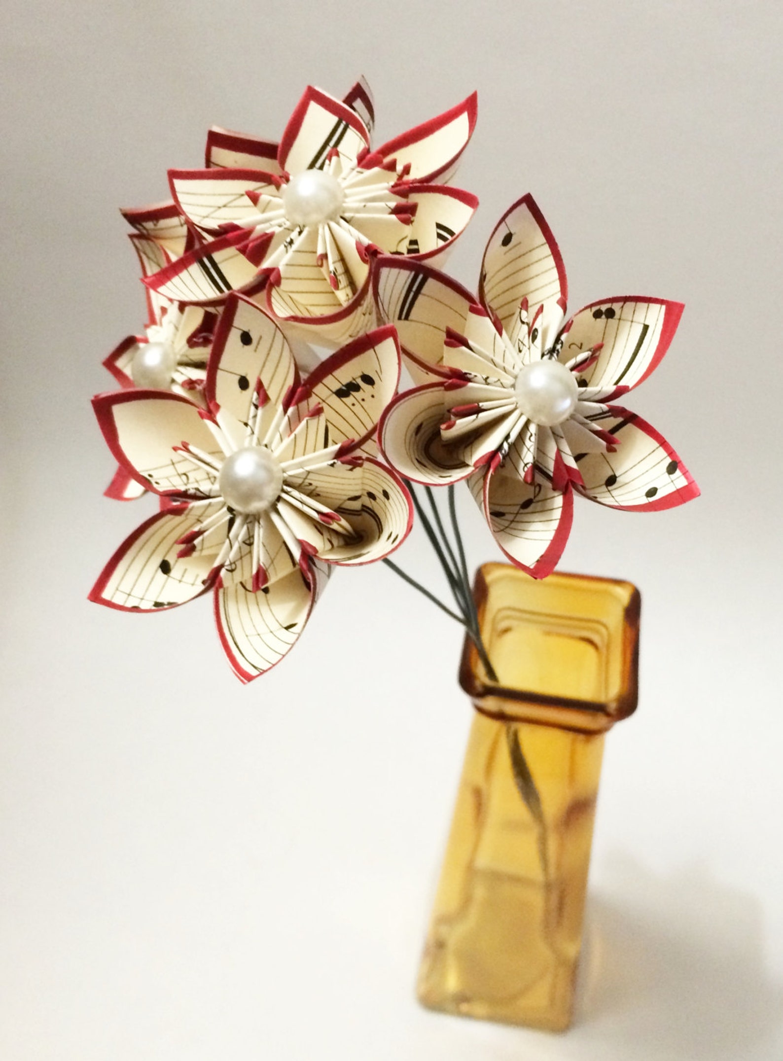 5 Handmade Sheet Music Paper Flowers Ready to Ship Handmade | Etsy