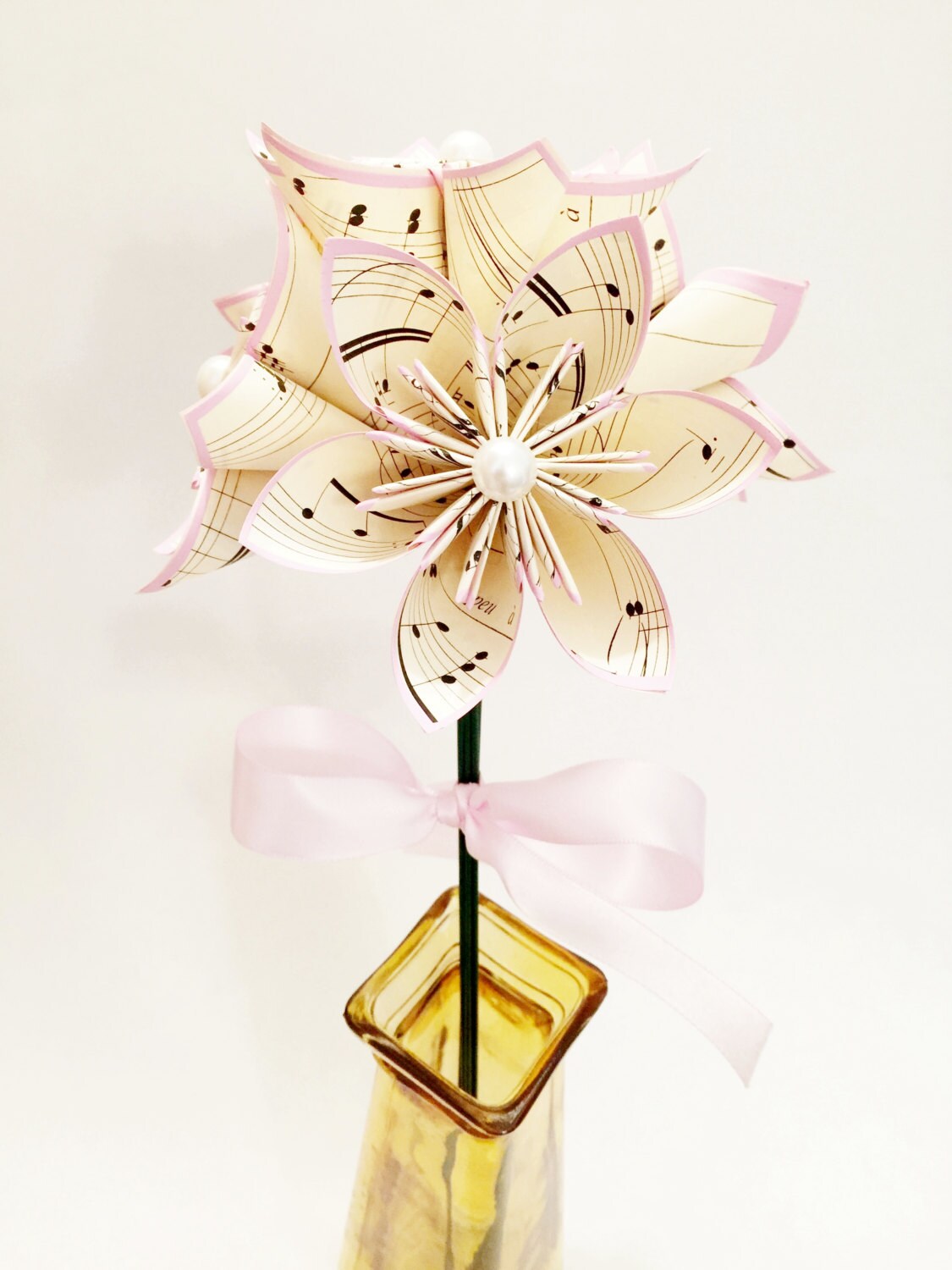 5 Sheet Music Paper Flowers Ready to Ship One of a Kind | Etsy