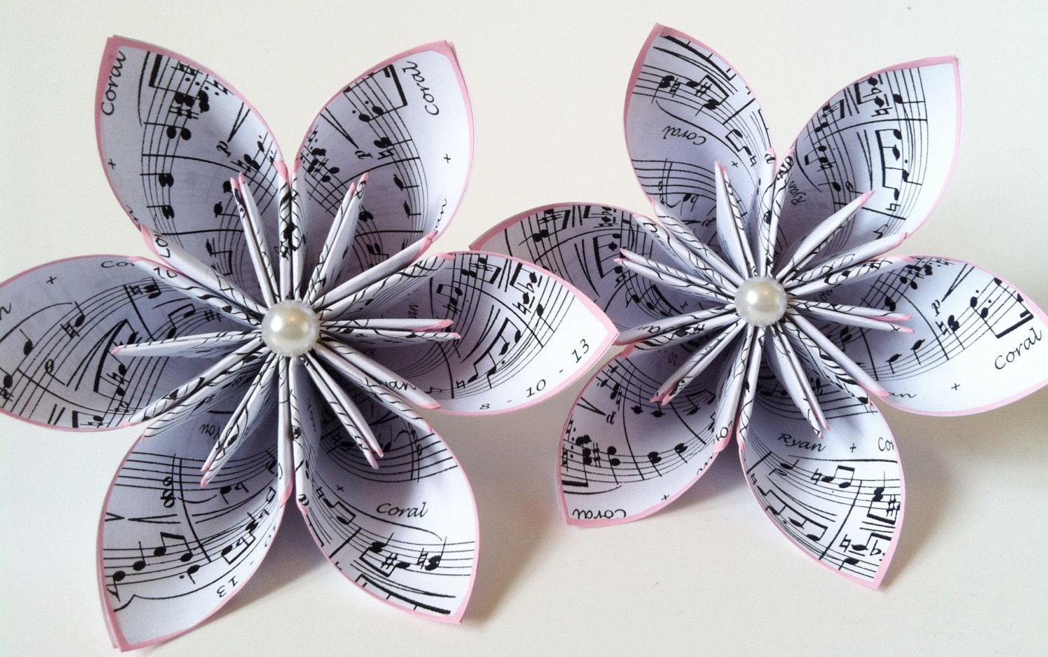 Personalized Sheet Music Set of 2 Paper Flowers One of a - Etsy