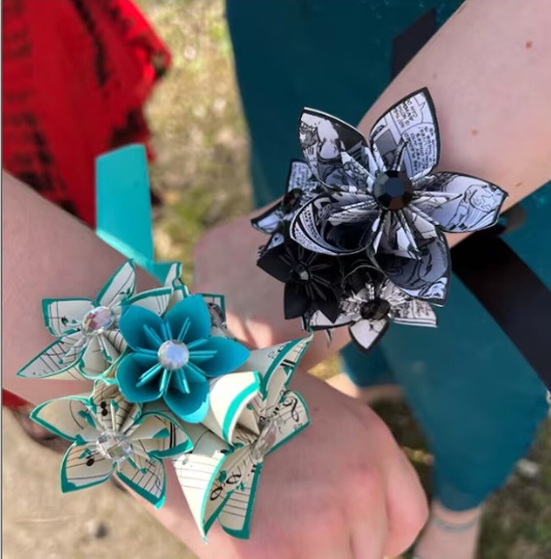 Custom Date Night Set- 2 Corsages, One of a Kind Paper Flowers, Origami ...