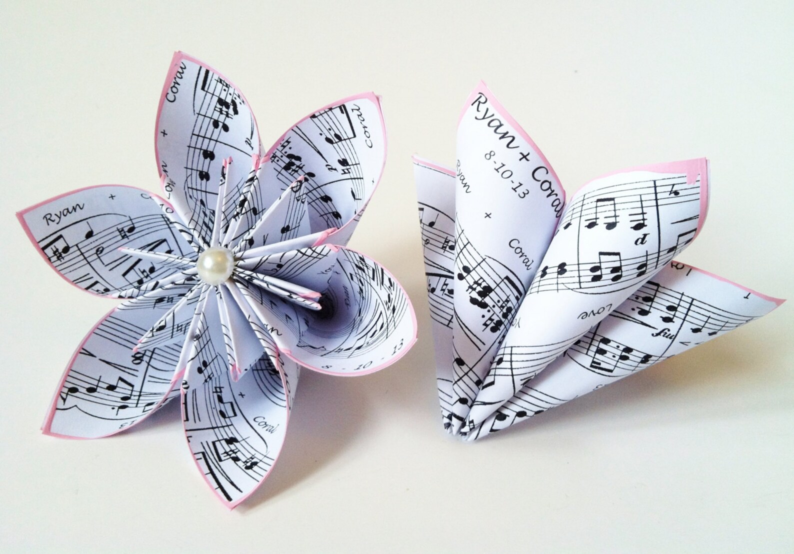 Personalized Sheet Music Set of 2 Paper Flowers One of a - Etsy