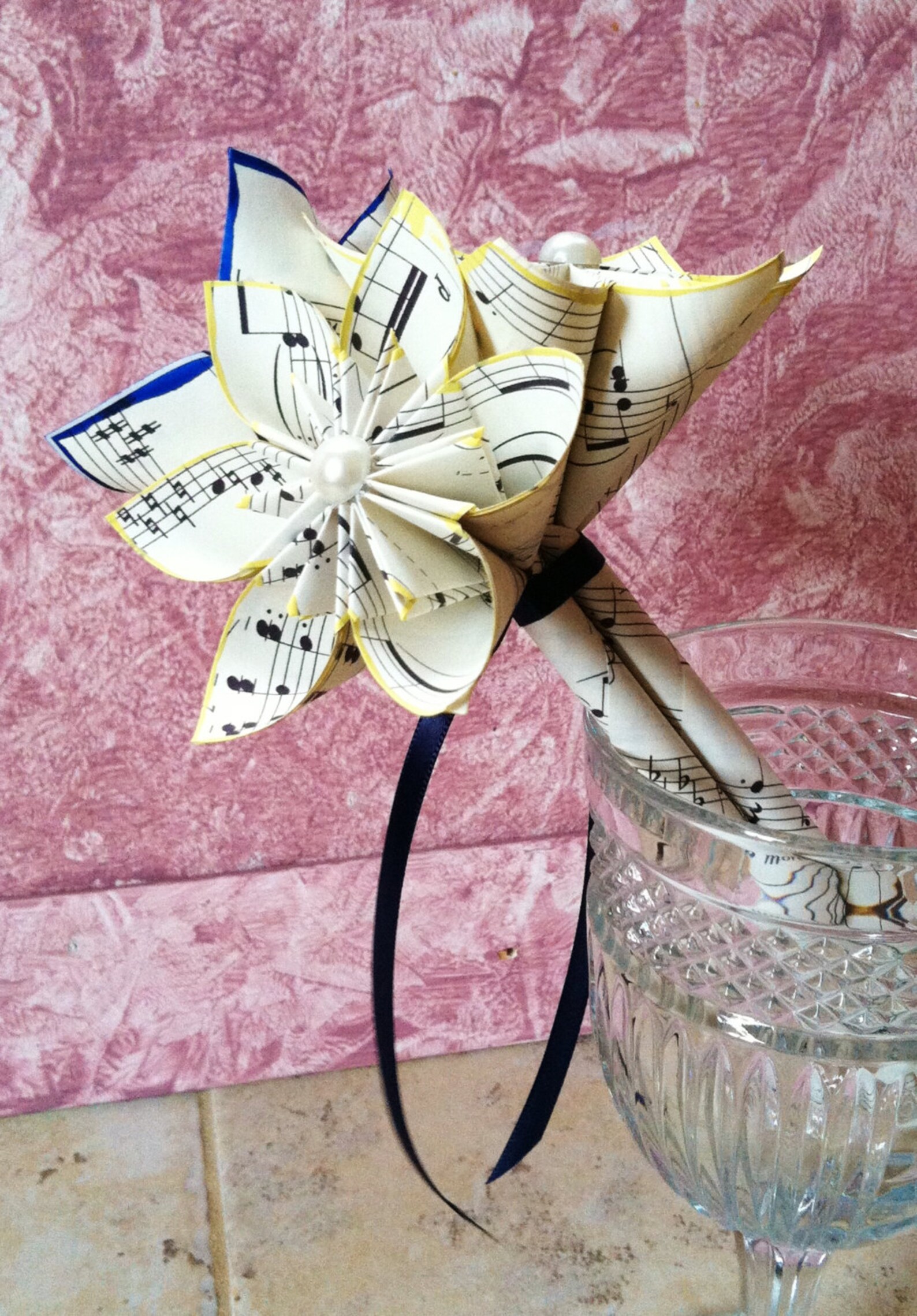 Paper Flower Toss Bouquet- 3 Flowers, Petit, Flower Girl, Wedding ...