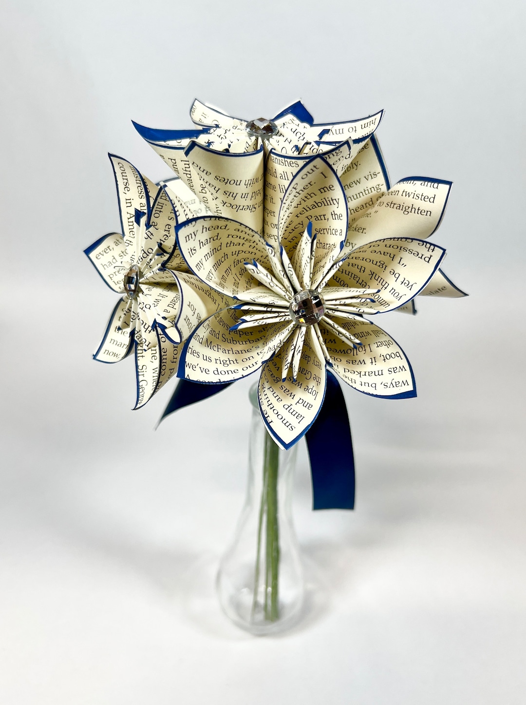 5 Sherlock Holmes Paper Flowers- Ready to Ship, Vase Included, One of a ...