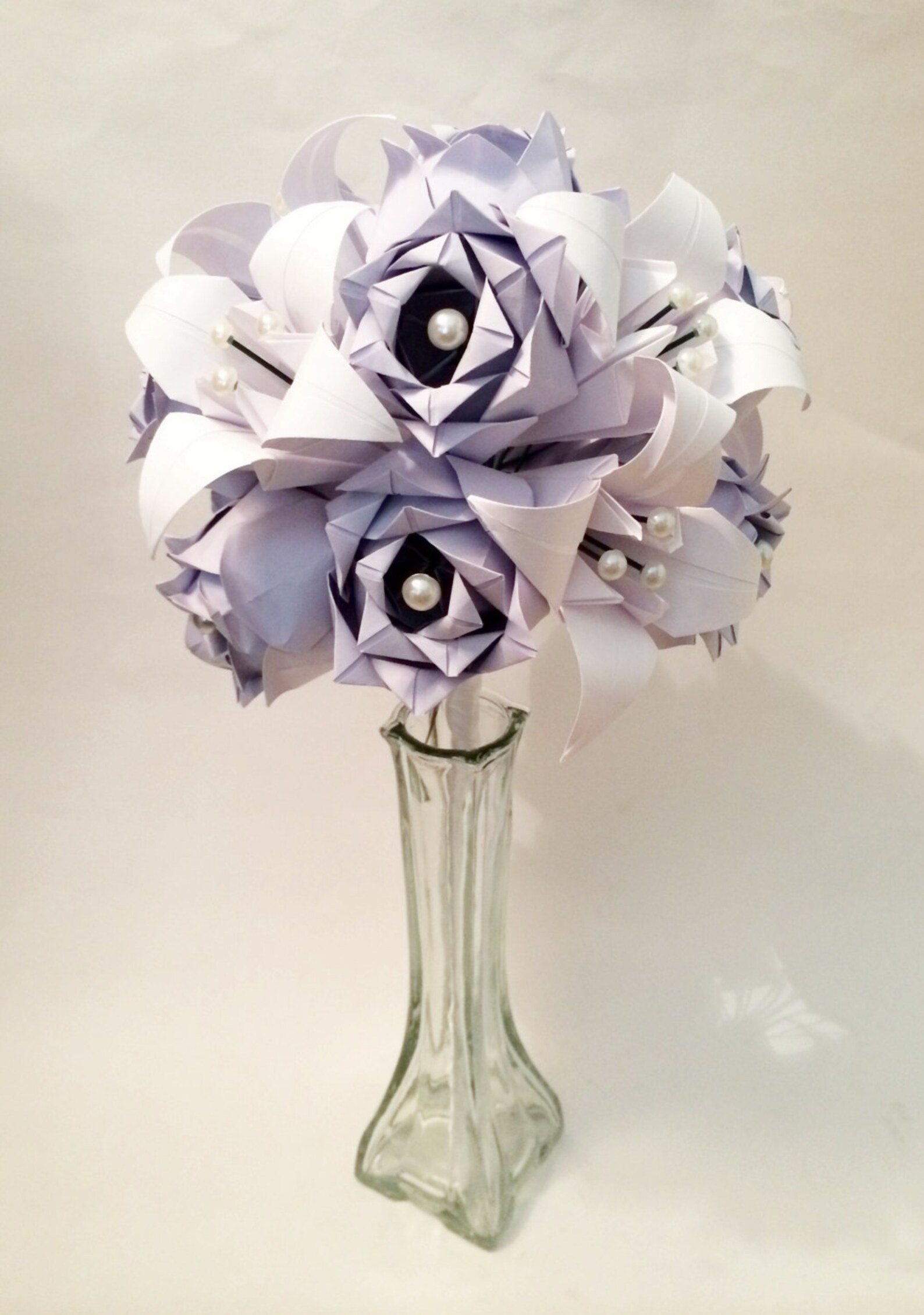 Paper Roses & Lilies- 1st Anniversary Gift, Handmade Origami, One of a ...