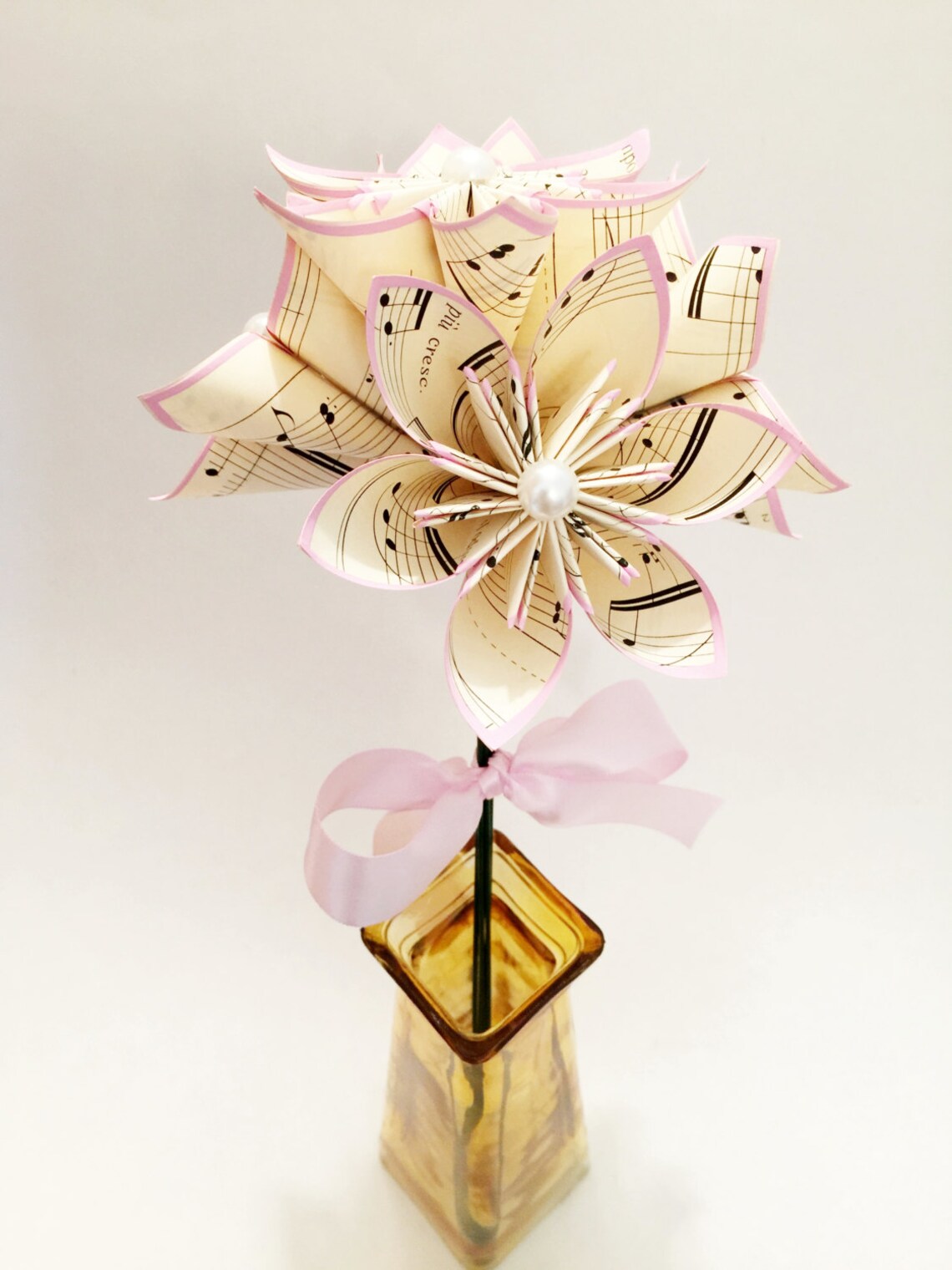 5 Sheet Music Paper Flowers Ready to Ship One of a Kind - Etsy