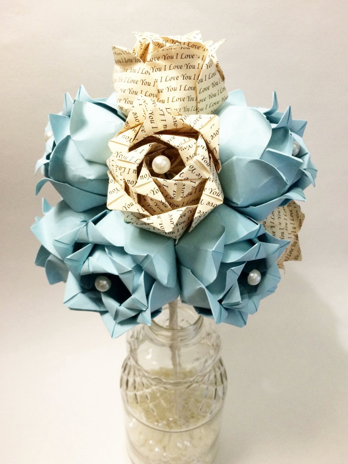 Dozen Paper Roses Wedding Bouquet First Anniversary Gift - Etsy