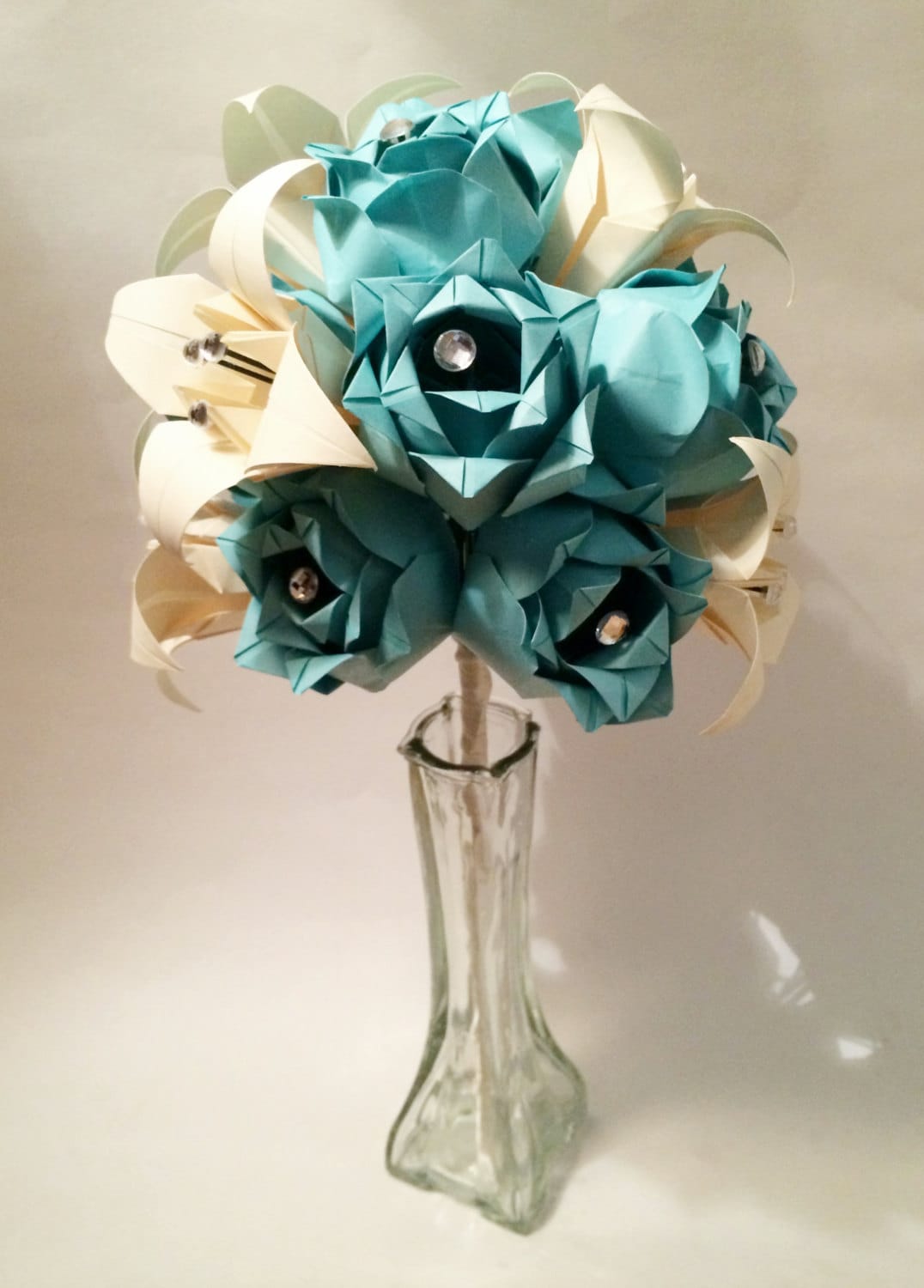 Paper Flower Bouquet Roses & Lilies- Vase Included, One of a Kind ...