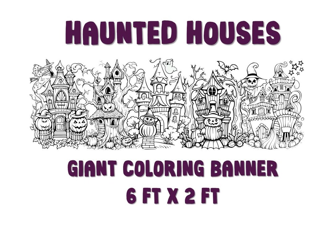 Halloween Night Coloring Banner- Fall Activity Page, 24x72 In, Dinner ...