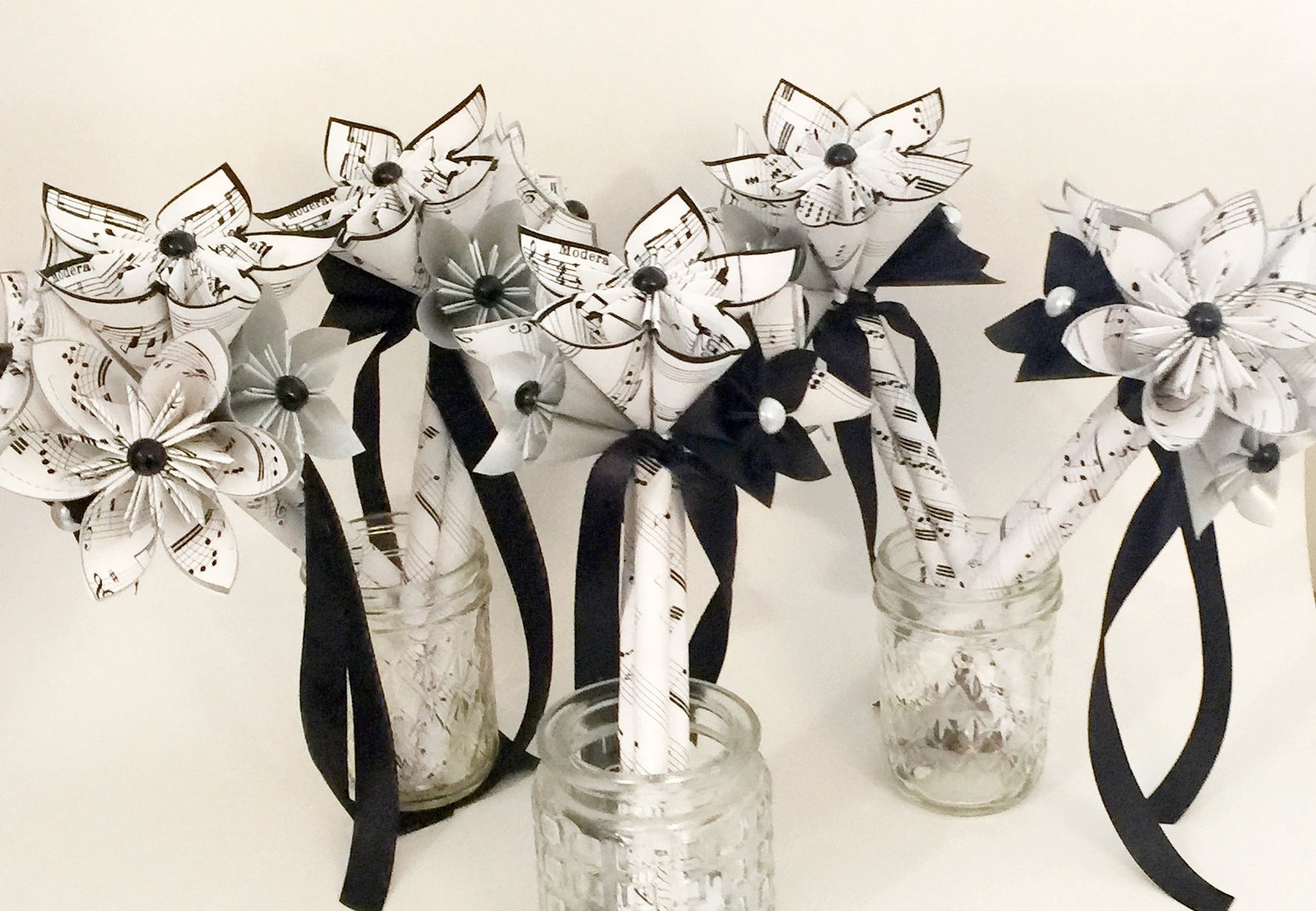 Black White & Silver Wedding Package- Bridal Bouquet, Bridesmaids ...