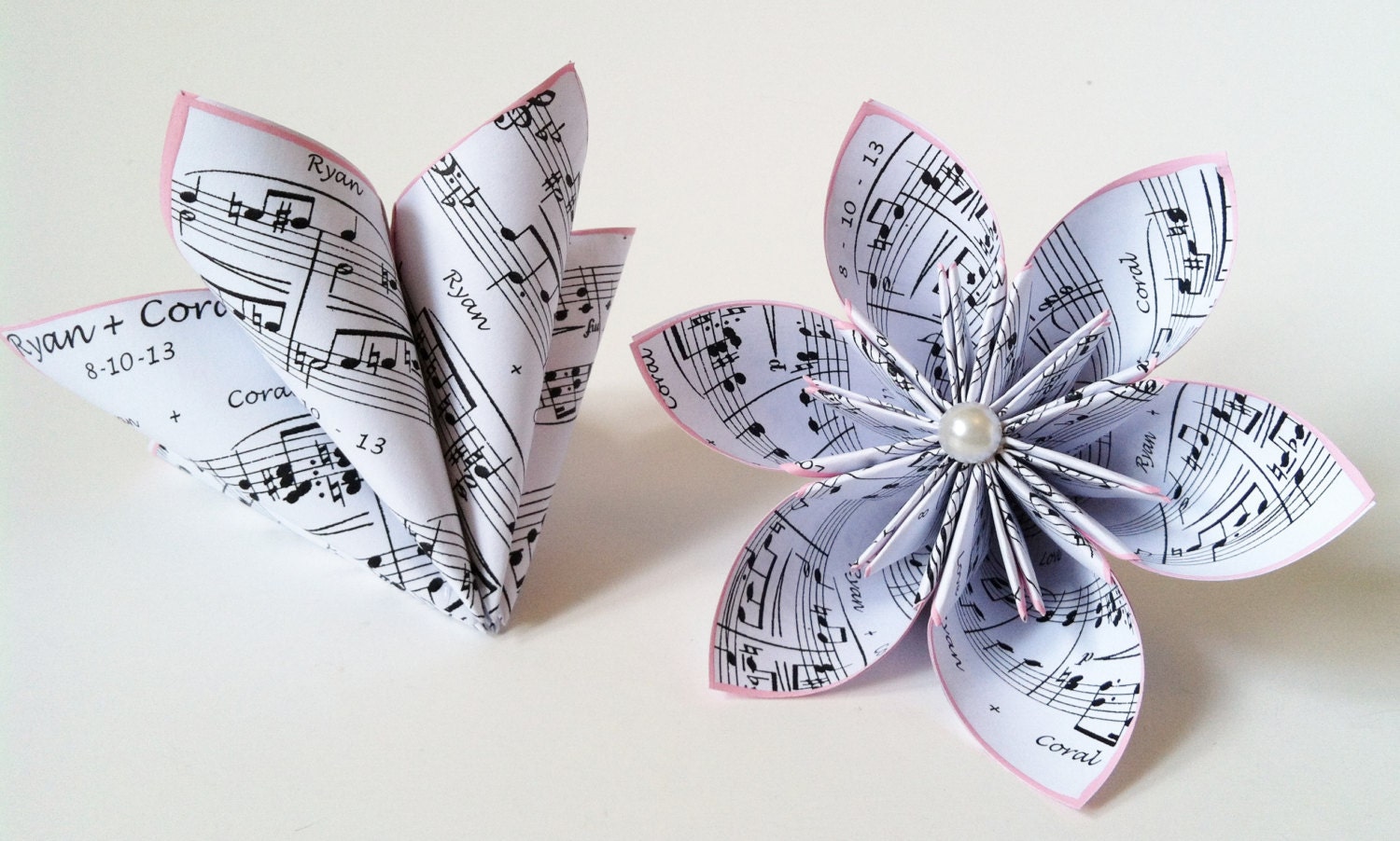 Personalized Sheet Music Set of 2 Paper Flowers One of a - Etsy