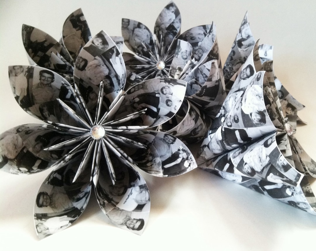 Memory Flowers- Set of 6 Large Paper Flowers, Your Family Photos ...