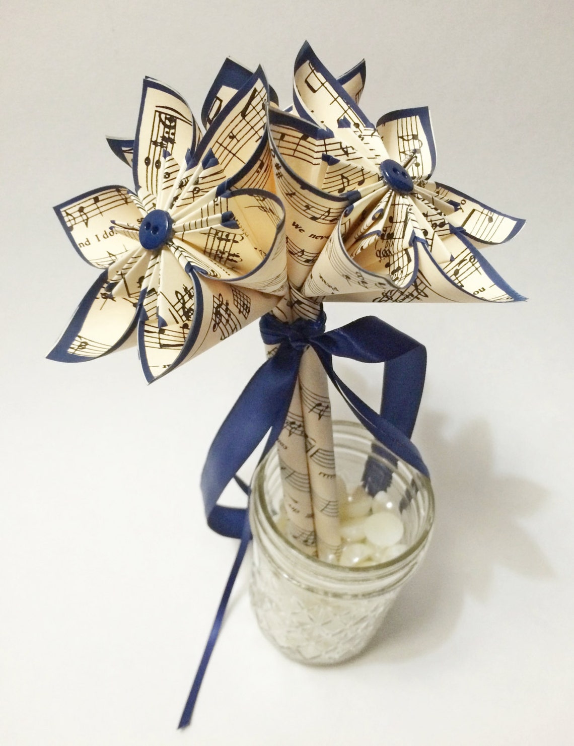 Paper Flower Toss Bouquet- 3 Flowers, Petit, Flower Girl, Wedding ...