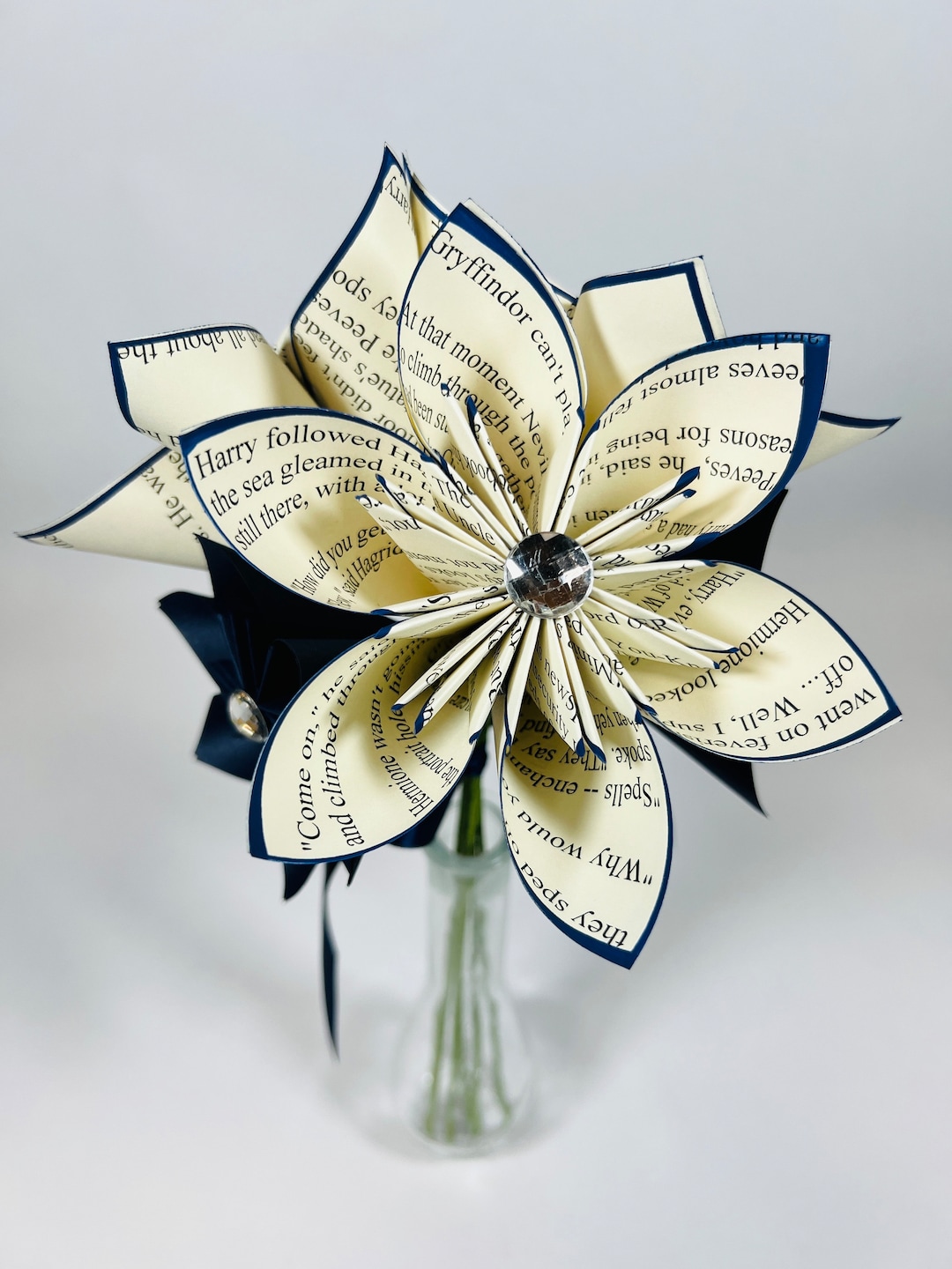 Custom Book Art- Set of 6 Paper Flowers- Vase Included, Traditional 1st ...