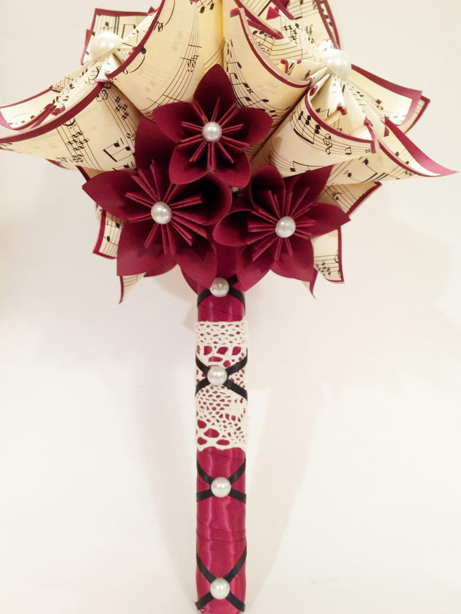 Sheet Music Bridal Bouquet 9 Inch 16 Flowers Satin & Lace - Etsy