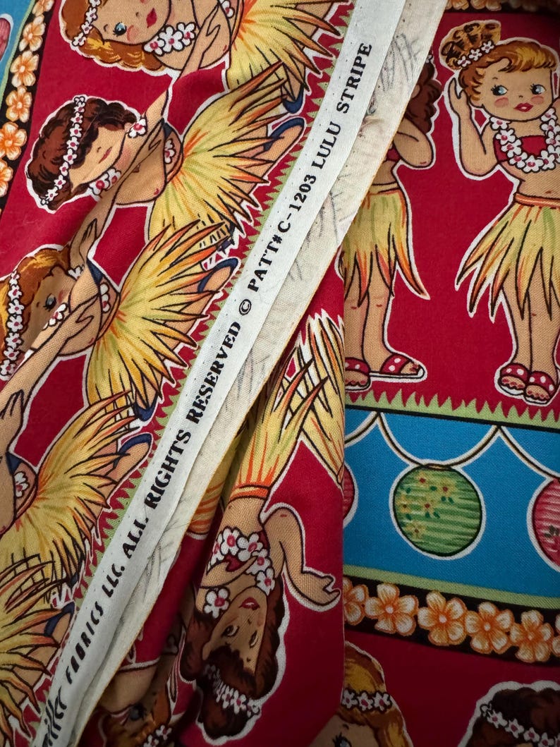 Michael Miller Hula Lulu Hawaiian Stripe Fabric OOP HTF Quilting Cotton ...