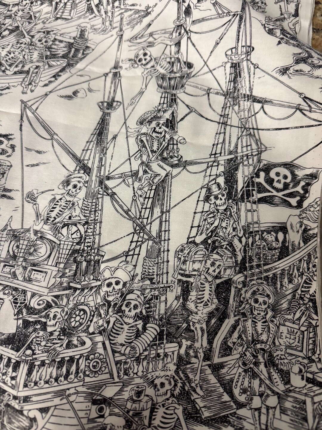 Alexander Henry 2015 Skelewags Skeleton Pirates Fabric Black White ...