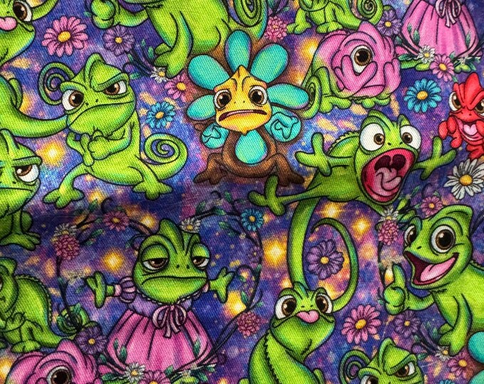 Rapunzel Chameleon Silly Faces Flower Festival Floral Fabric OOP HTF ...