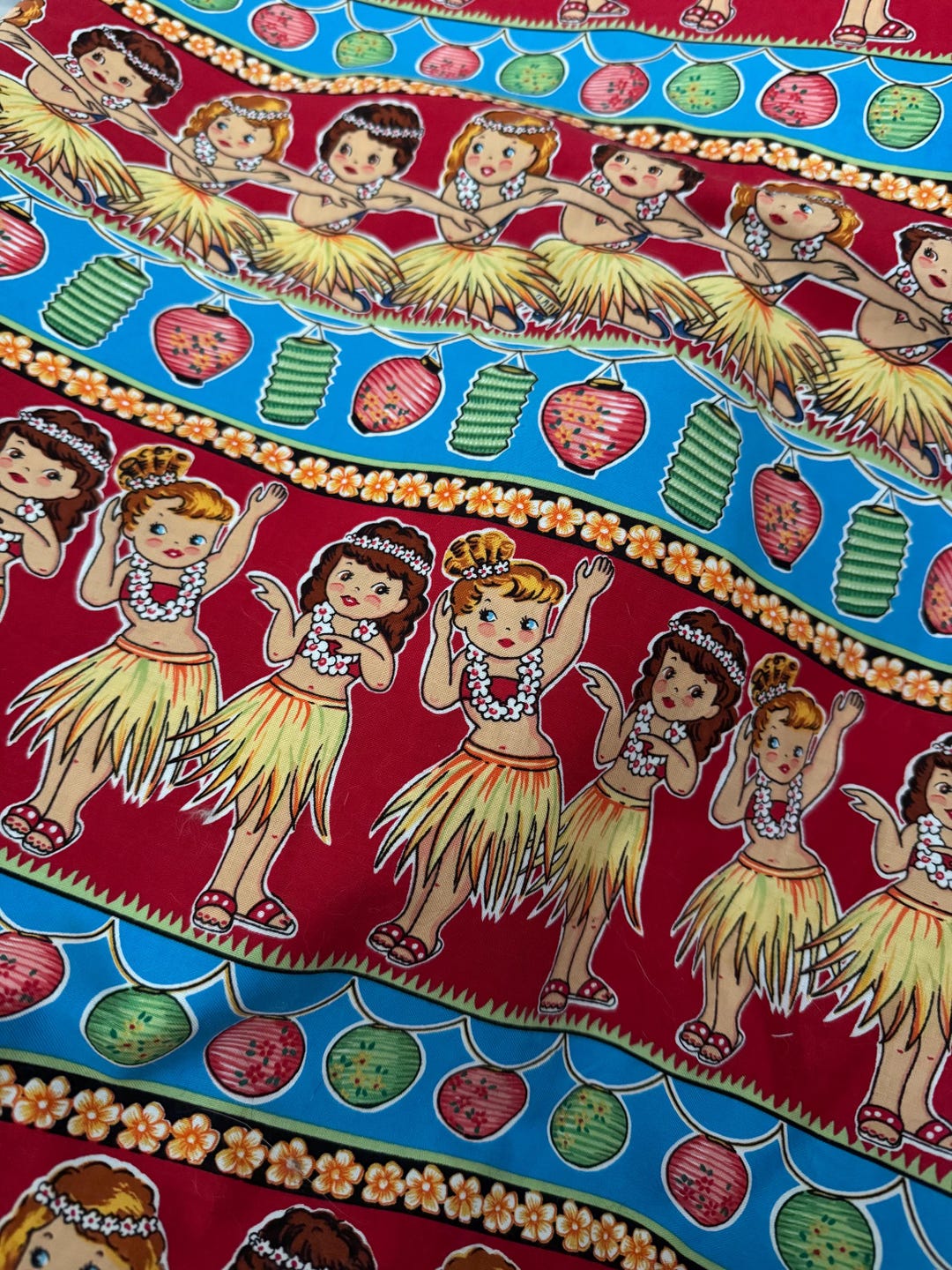 Michael Miller Hula Lulu Hawaiian Stripe Fabric OOP HTF Quilting Cotton ...