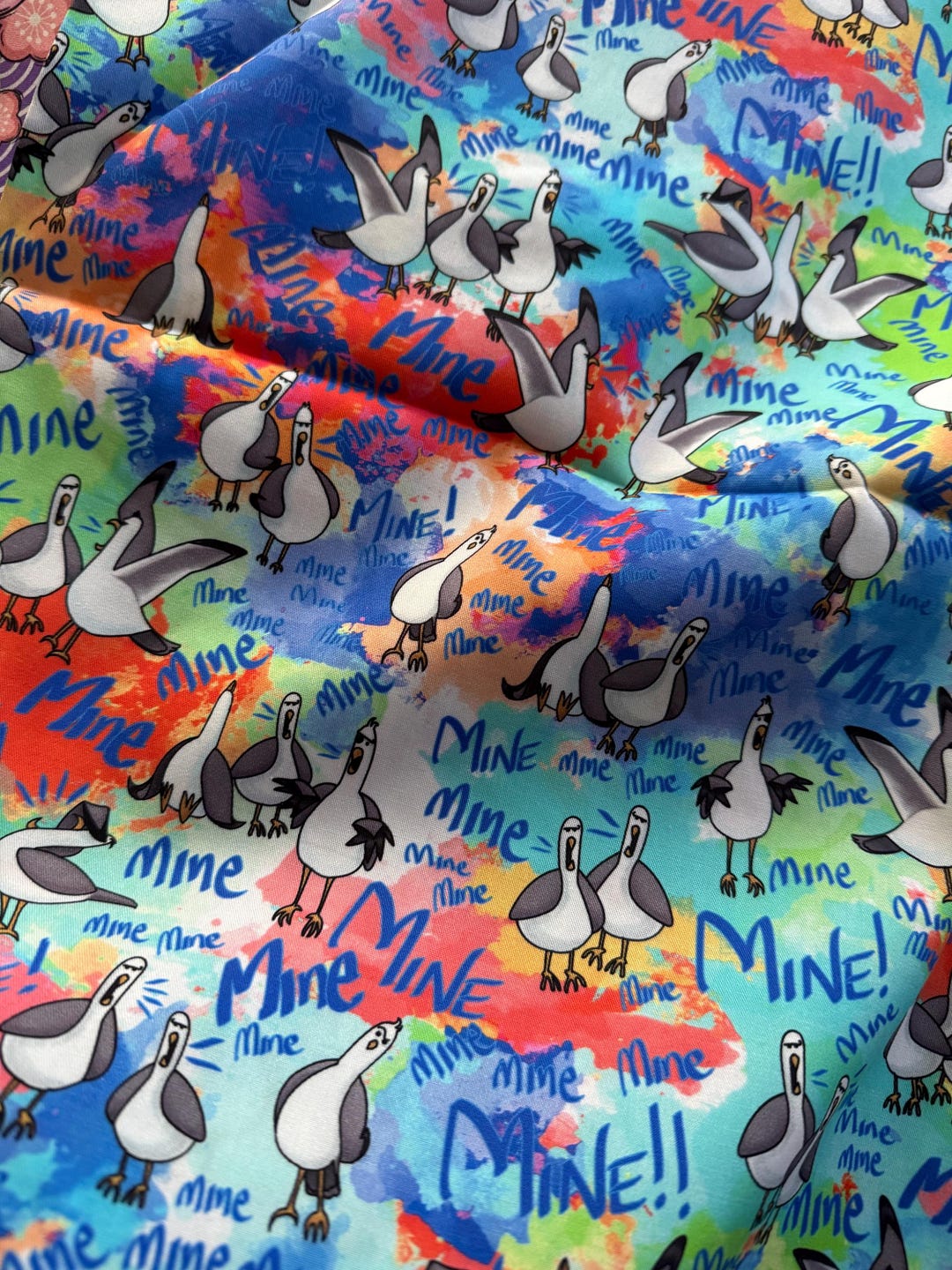 Finding Nemo Mine Birds Seagulls Blue Bird Fabric OOP HTF Quilting ...
