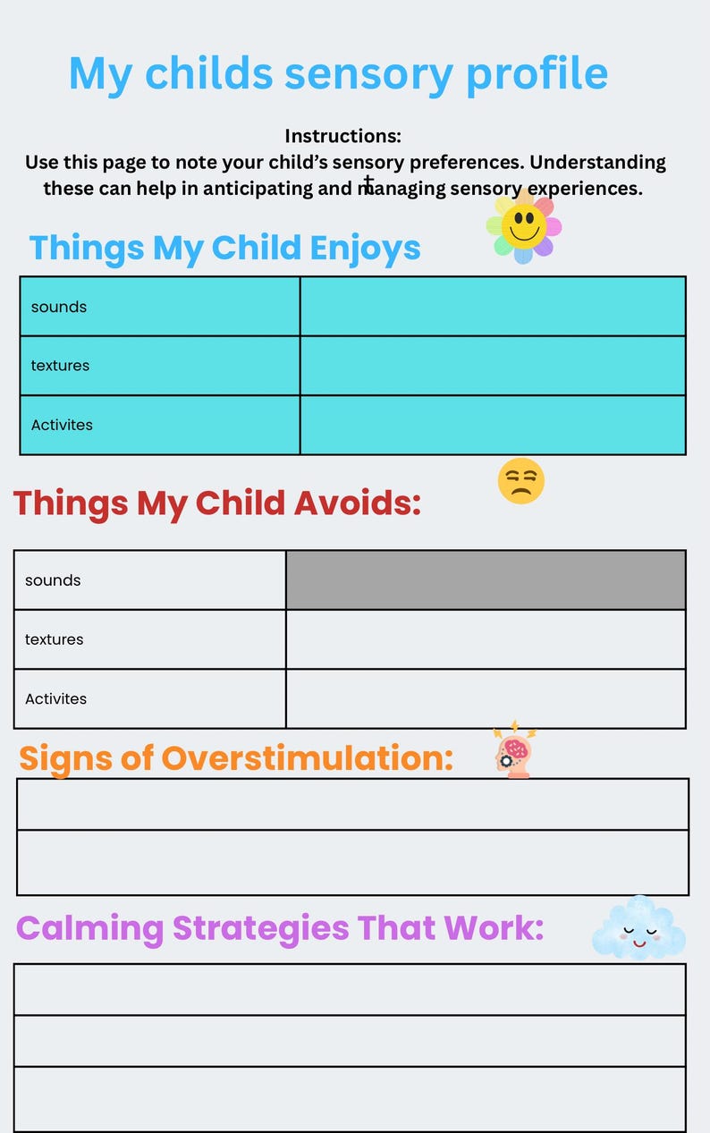 Sensory Guide for Parents – Printable Toolkit for Kids With SPD, Autism ...