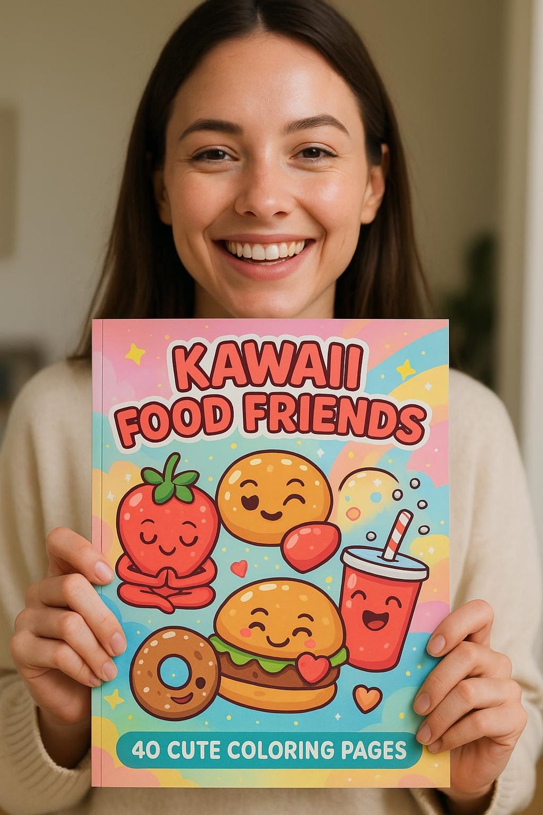 40 Kawaii Food Coloring Pages for Kids & Adults | Printable Digital ...