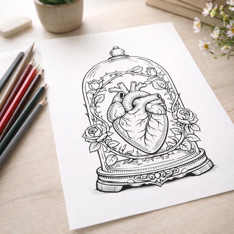 Gothic Love Coloring Book Dark Romance Printable PDF 30 Pages for ...
