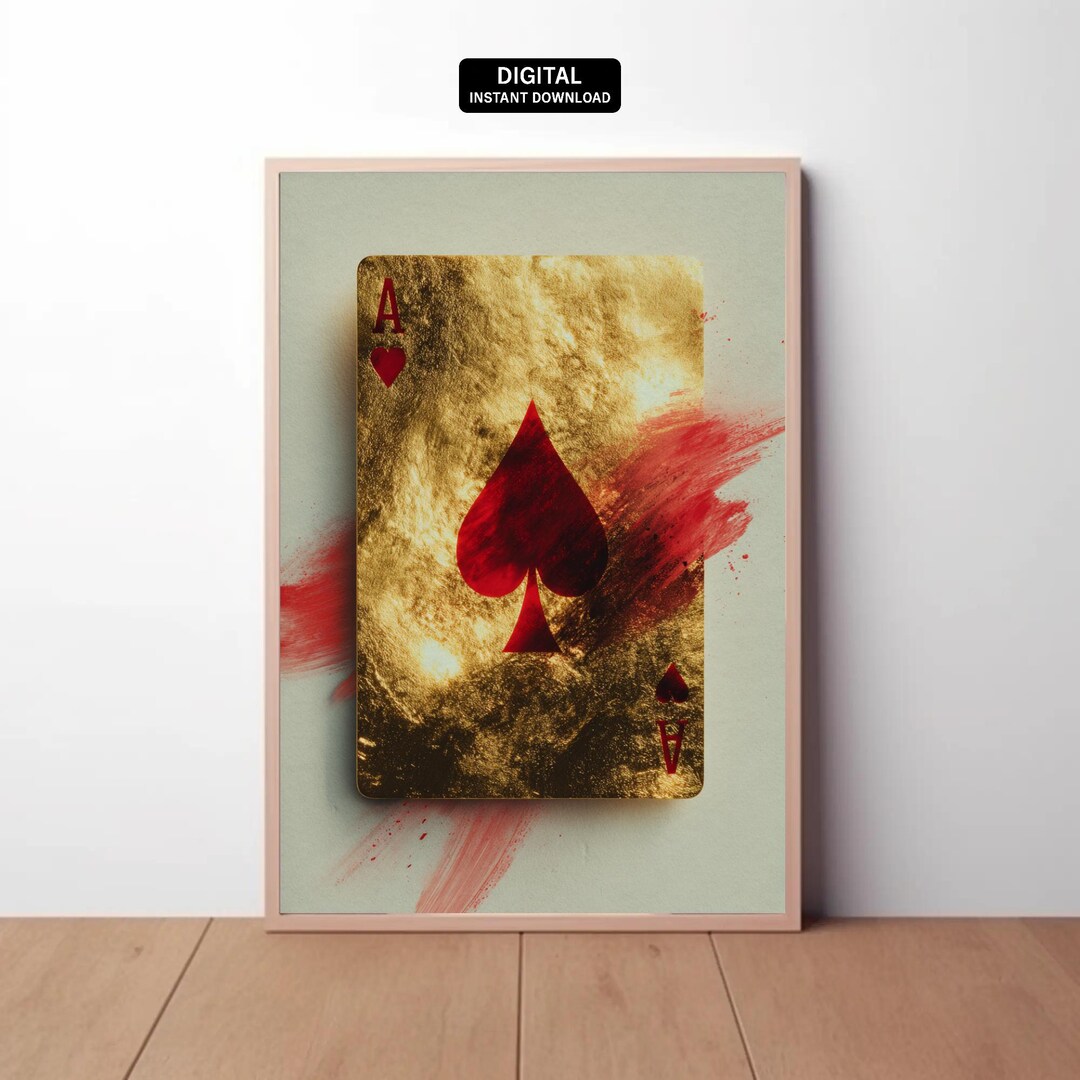 Digital | Gold Ace of Spades Print Poster Minimalist Luxury Playing ...