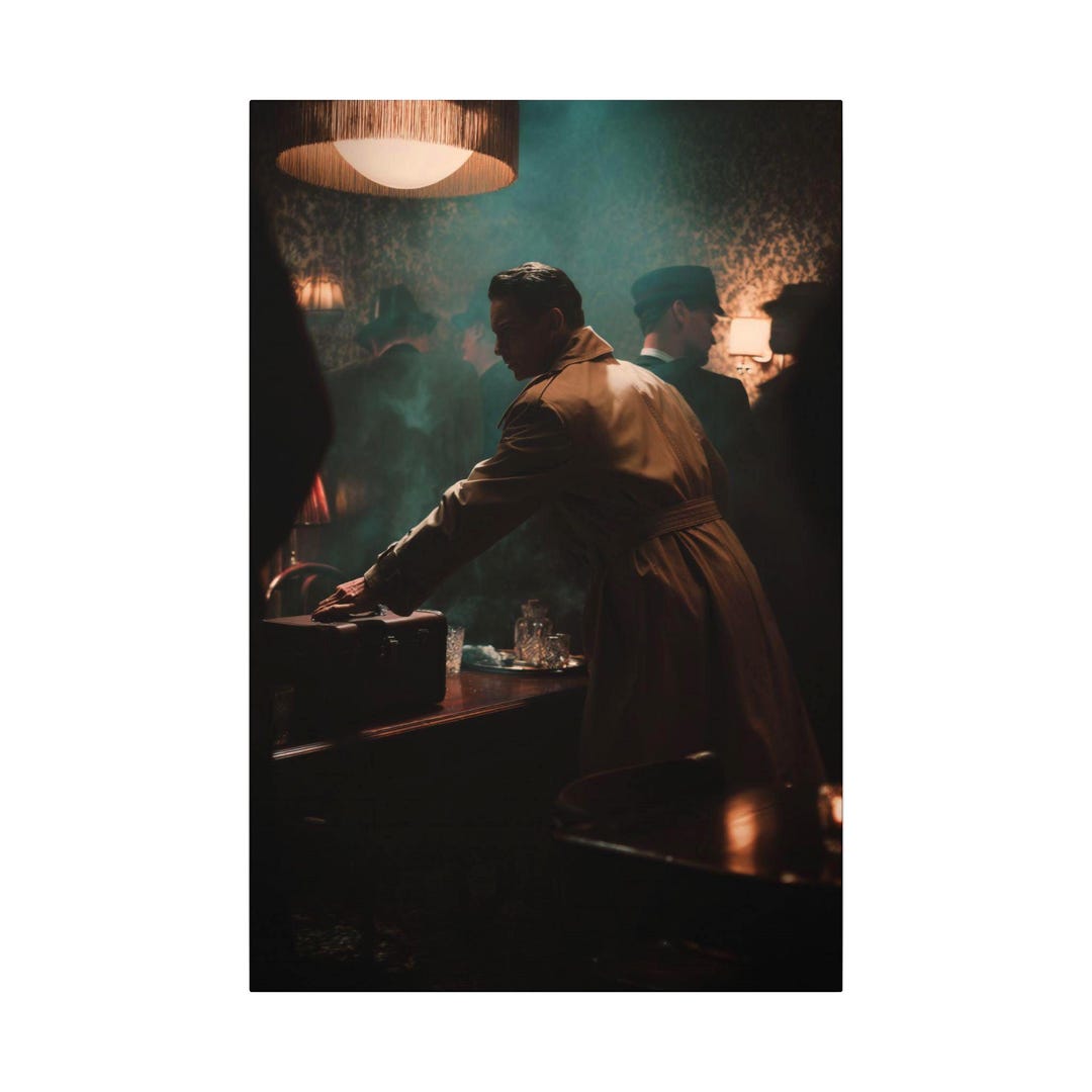 Canvas | Vintage Trench Coat Gentleman - Art for Home Bar and Home ...