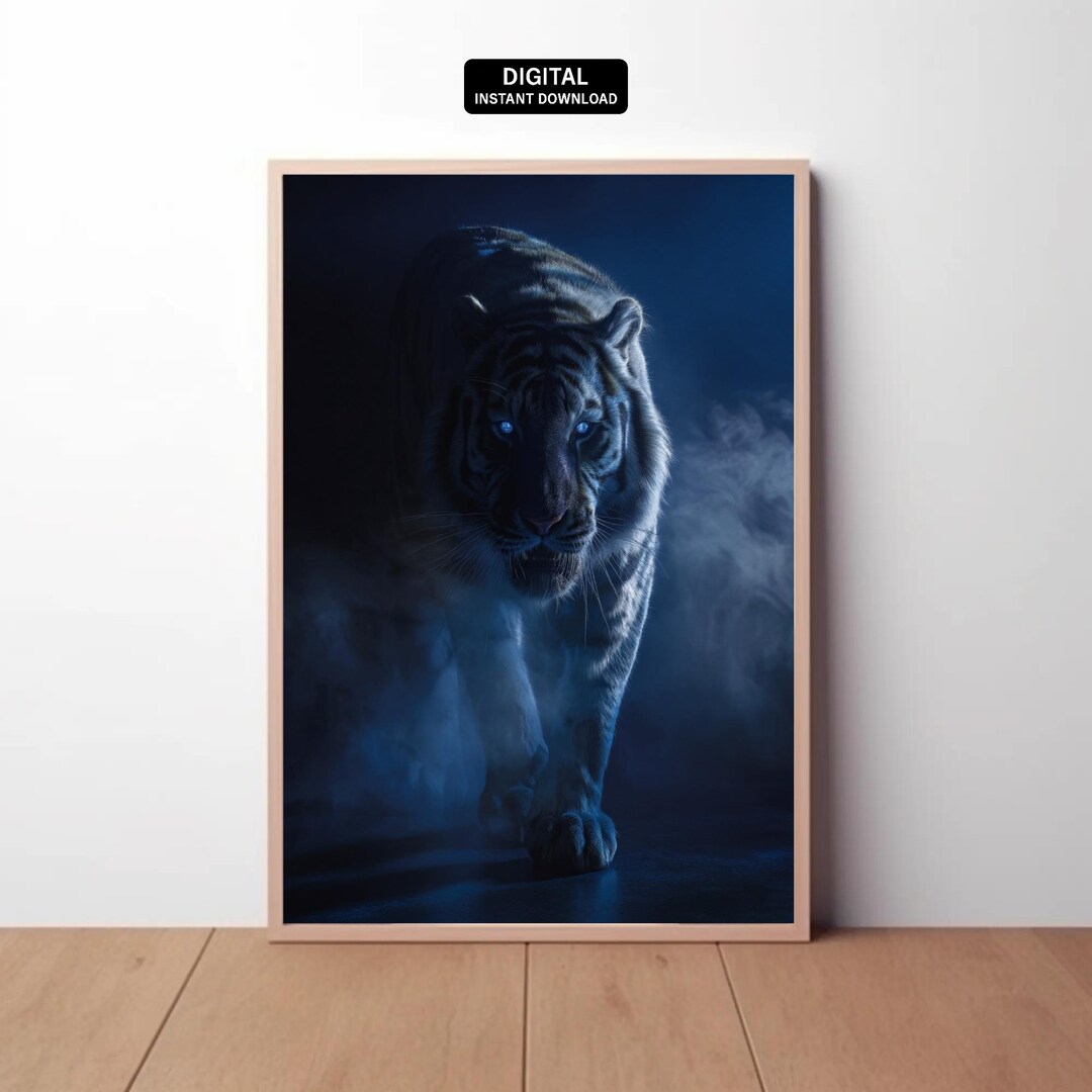 Digital | Menacing Dark Tiger - Printable Poster Predator Wall Art ...