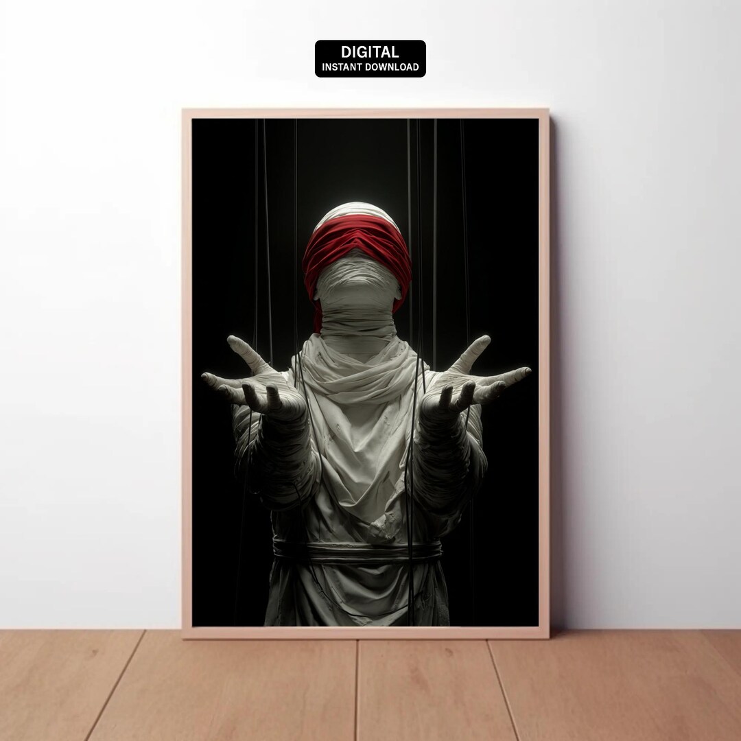 Digital | Blindfolded Puppet Poster – Printable Dark Symbolic Art With ...