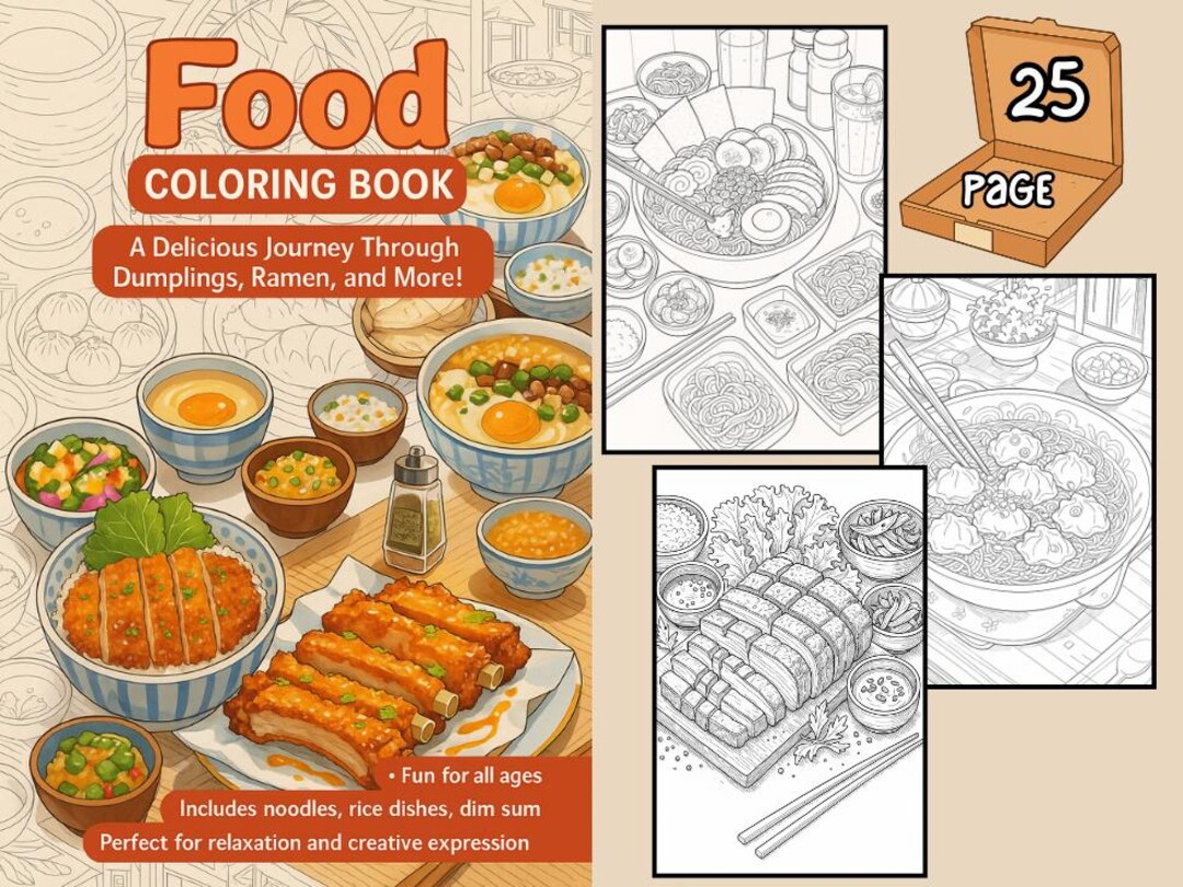 Asian Food Coloring Pages – 25 Printable Designs | Digital Download PDF ...