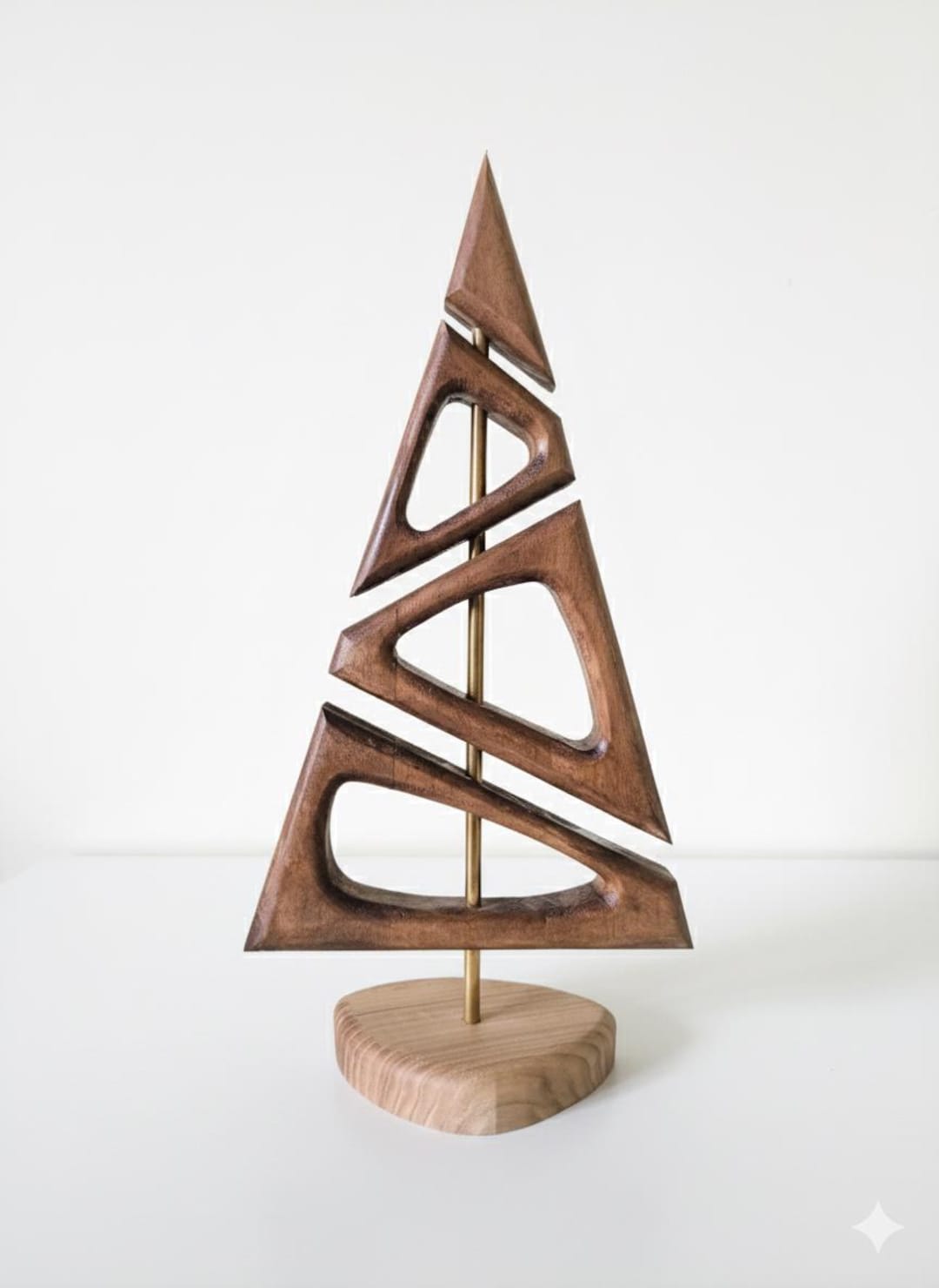 Handmade Ash Wood Christmas Tree – Modern Brass Holiday Decor (45cm) - Etsy