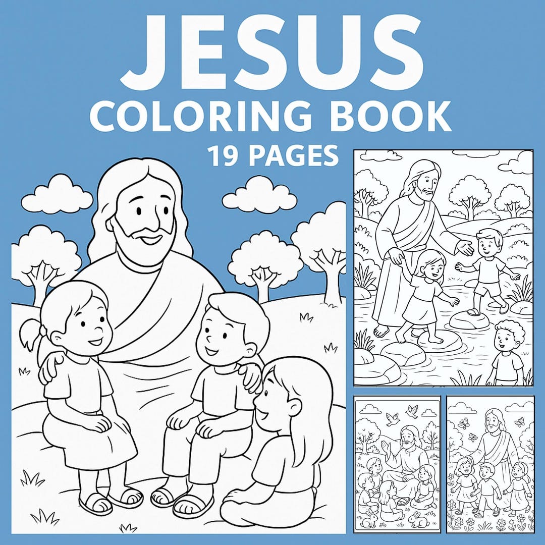 Jesus and Children Coloring Book – 19 Christian Coloring Pages for Kids ...