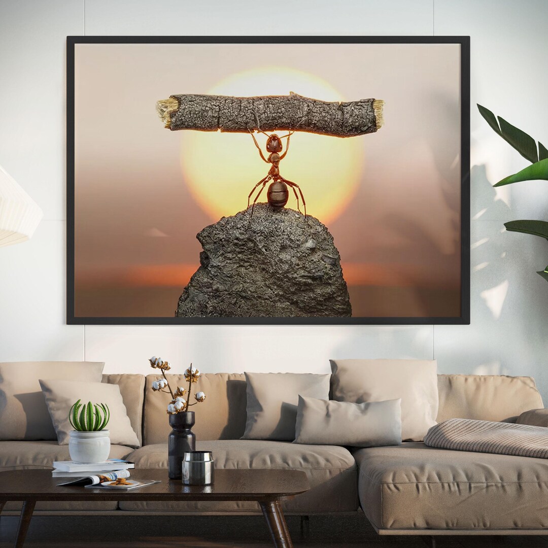 Ant Strength Motivation Canvas Print – Framed Inspirational ...