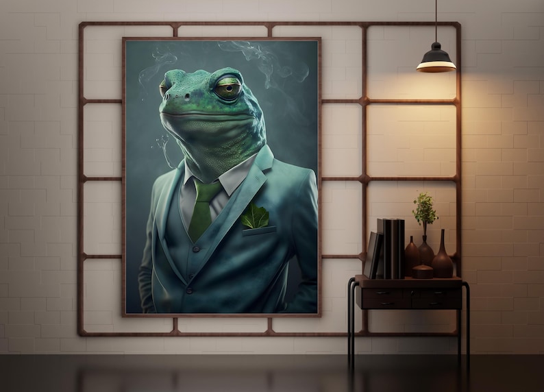 Surreal Gentleman Frog Portrait Modern Concept Art - Etsy