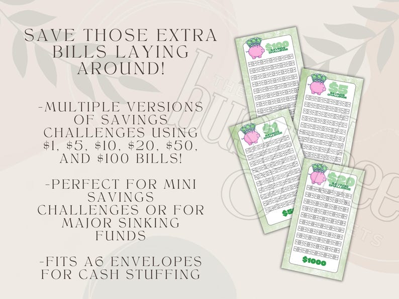 Bill Savings Challenge | A6 Cash Stuffing Insert (PDF) - Etsy