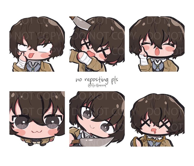 Dazai Osamu Emotes Set 2 Anime Twitch and Discord Emotes Bungou Stray ...