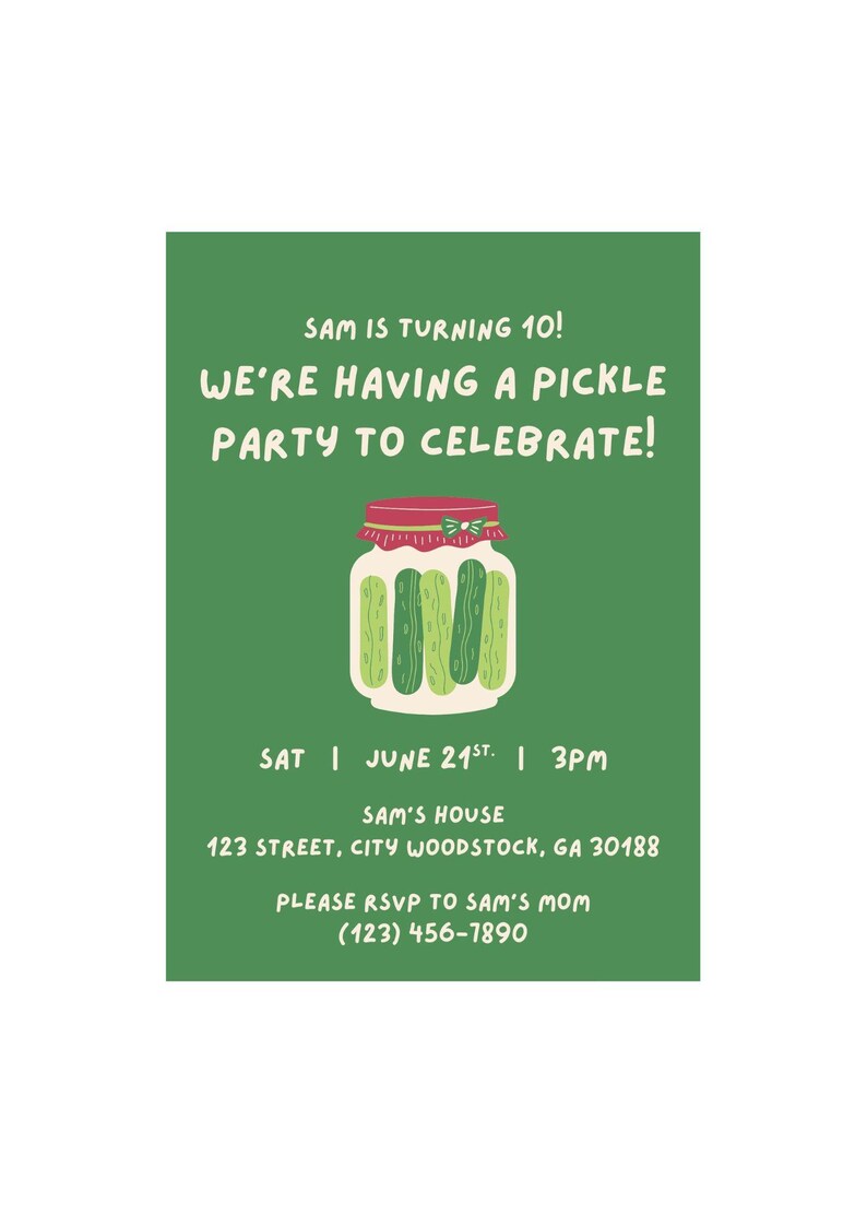 Pickle Birthday Party Invitation - Etsy