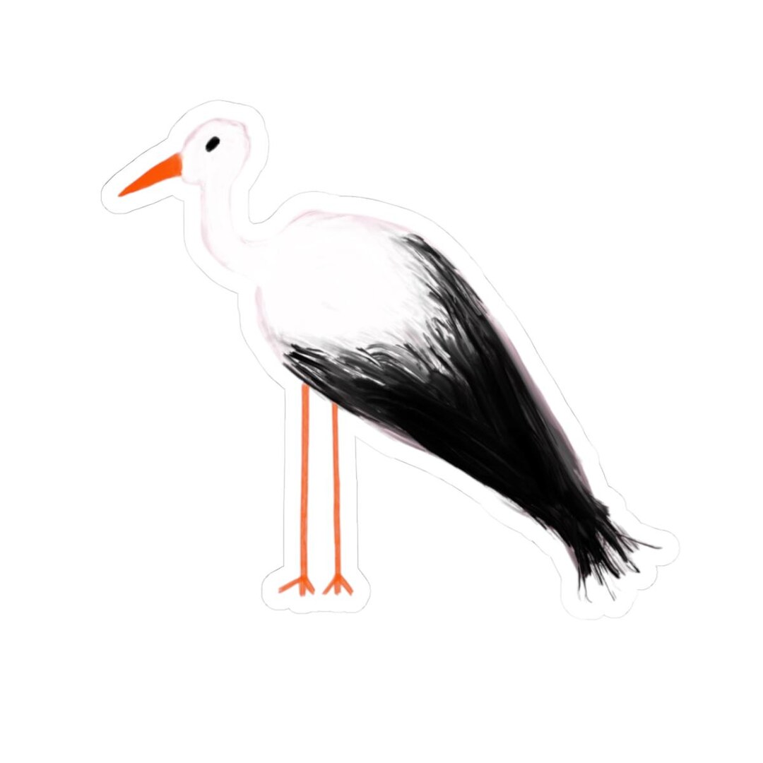 Whimsical Stork Kiss-cut Stickers for Laptop and Decor, Cute Gift for ...