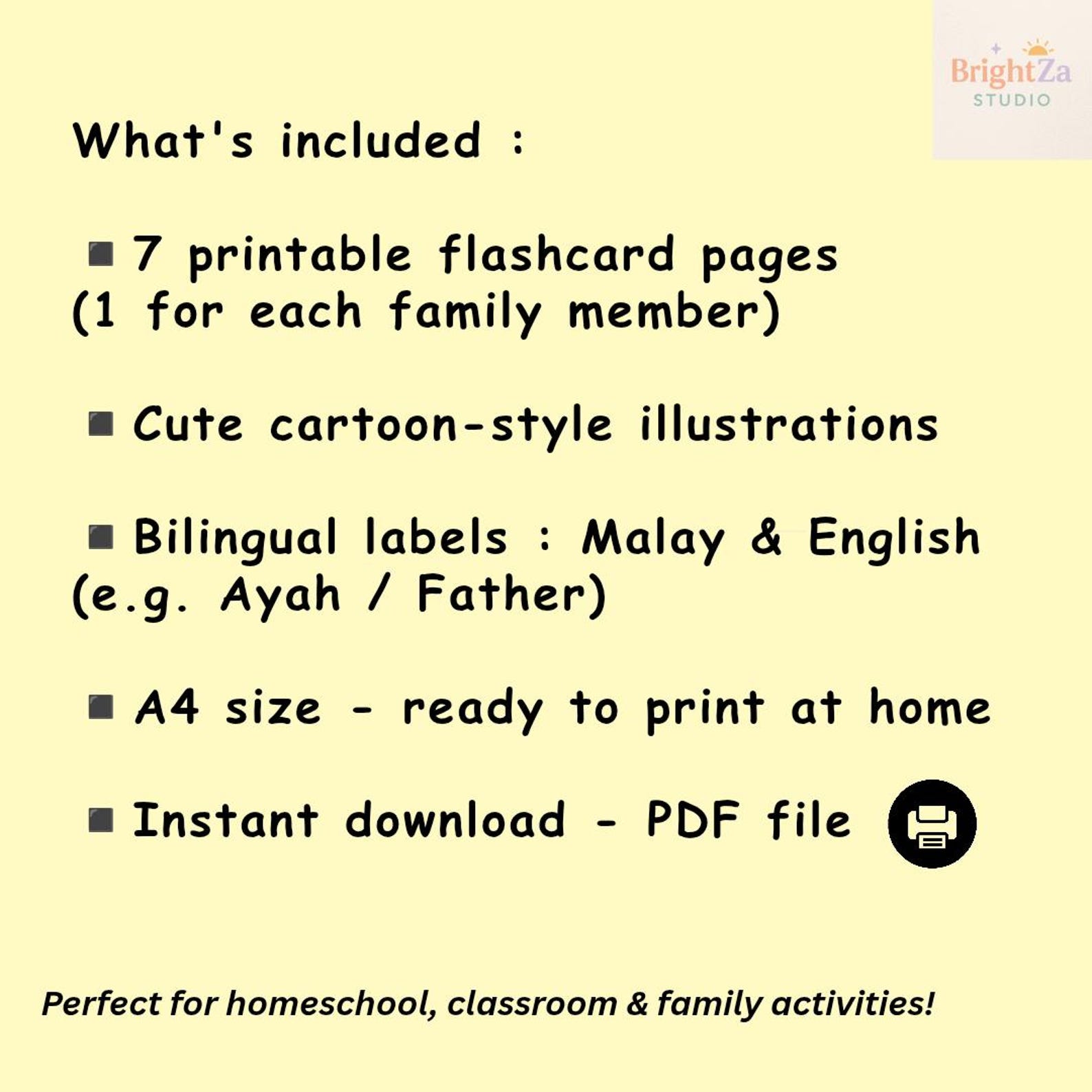 Printable Family Flashcards – Bilingual Malay & English | Cartoon Style ...