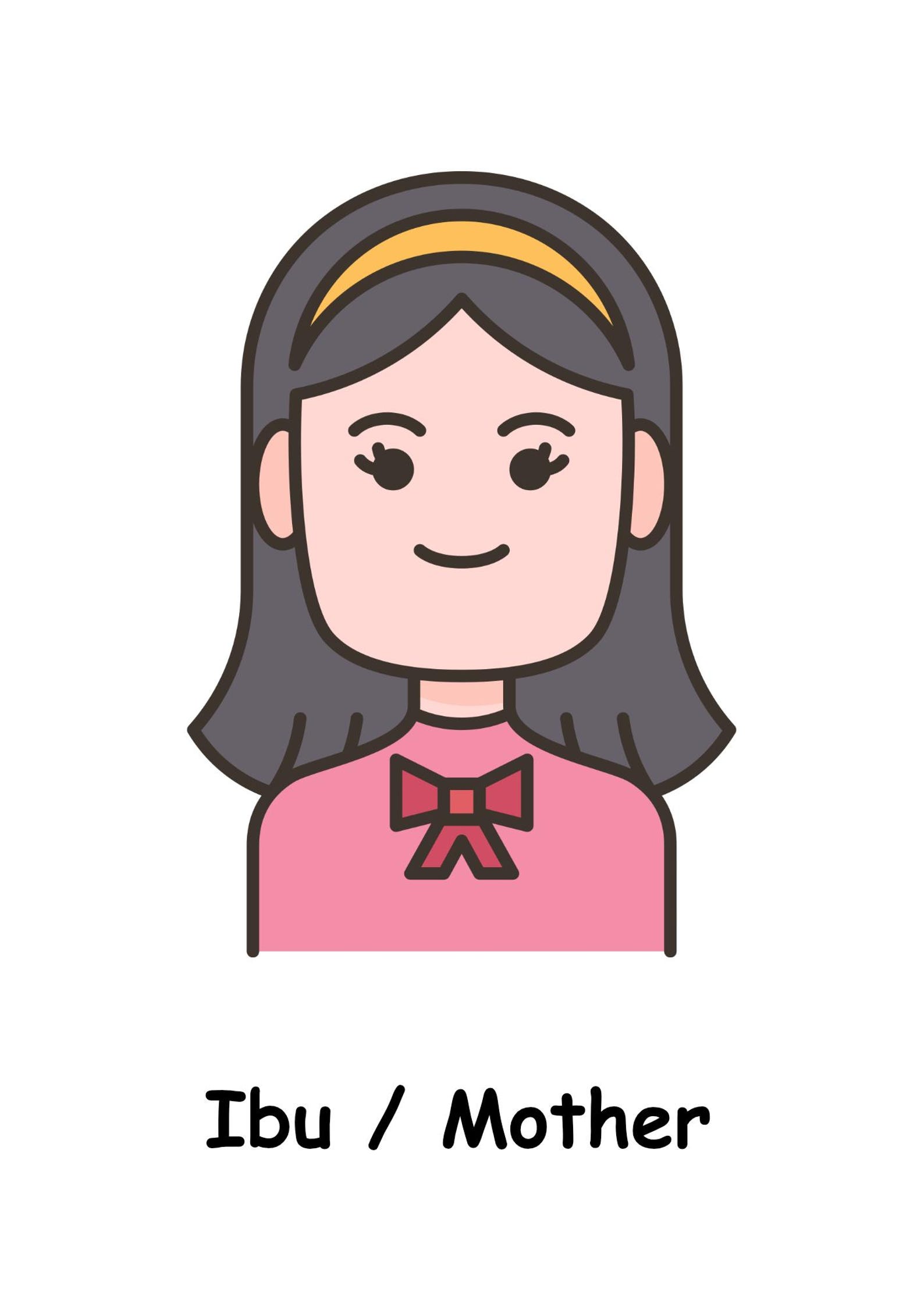 Printable Family Flashcards – Bilingual Malay & English | Cartoon Style ...