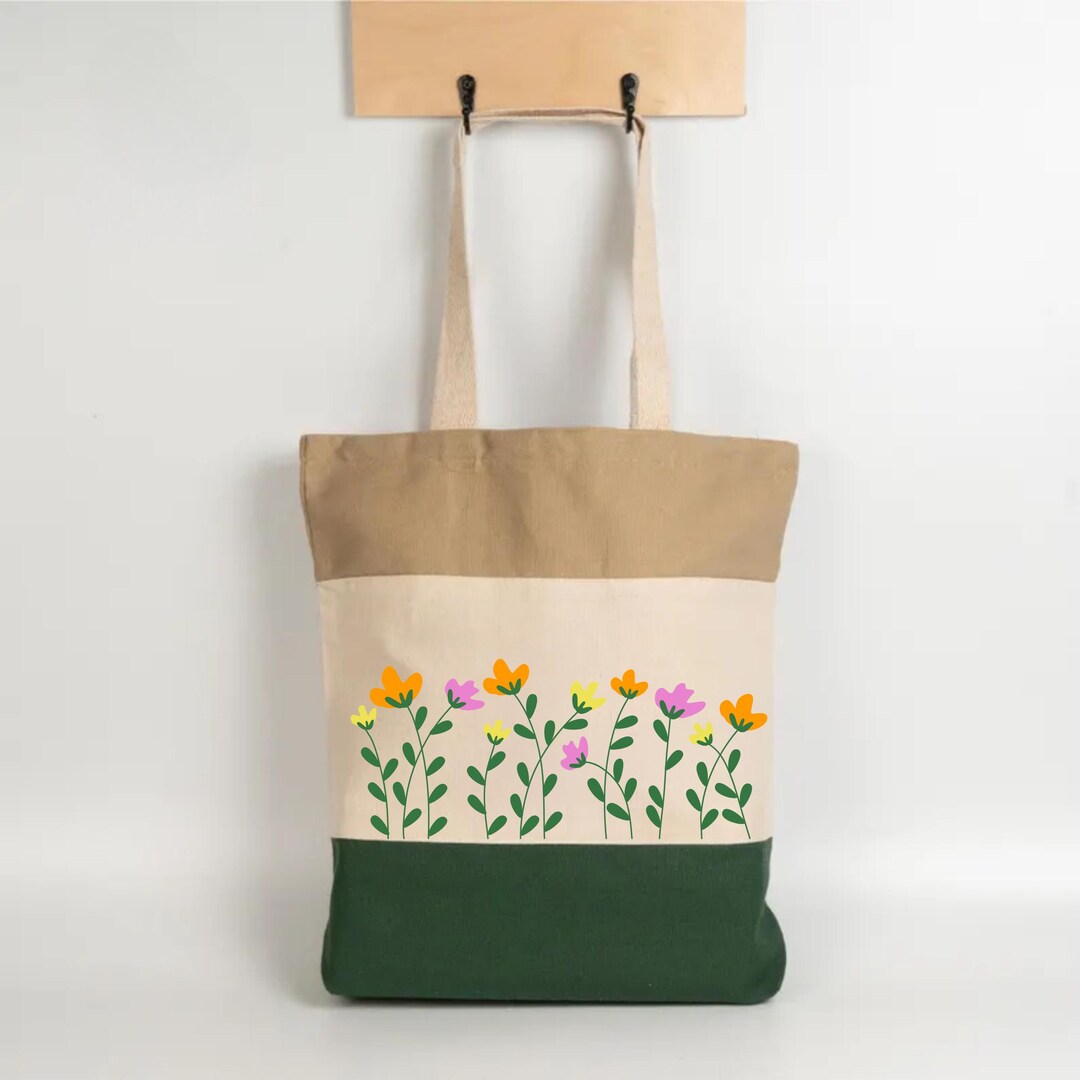 Tri-color Canvas Tote Bag: 100% Cotton, Eco-friendly, 35x40cm - Etsy