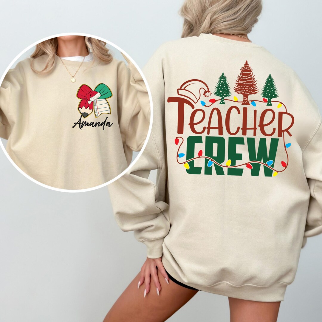 Personalized Teacher Crew Sweatshirt, Custom Name Shirt for Teacher ...