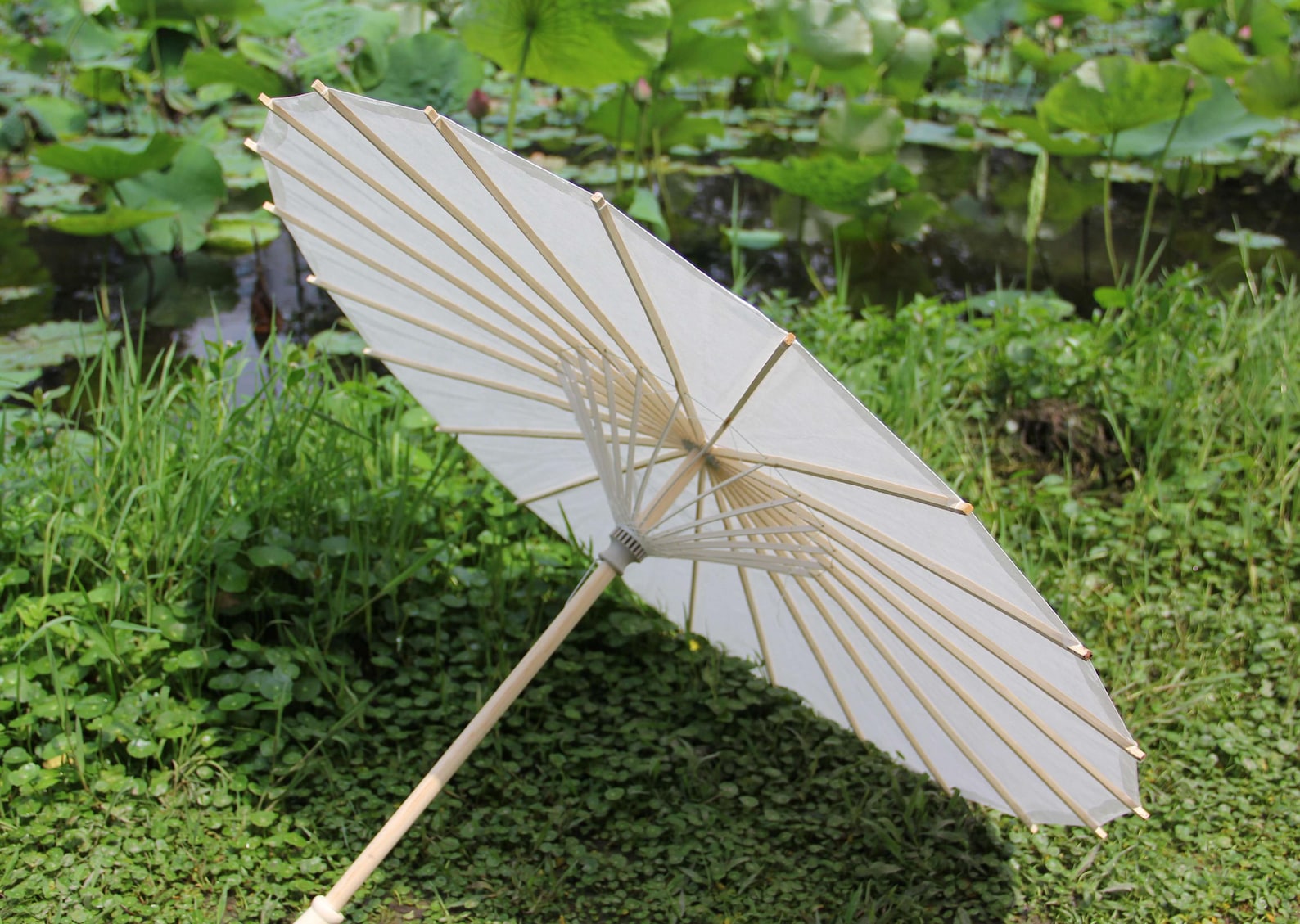 Paper Parasol Umbrella Set, Blank DIY Painting Umbrella Bamboo Wood ...