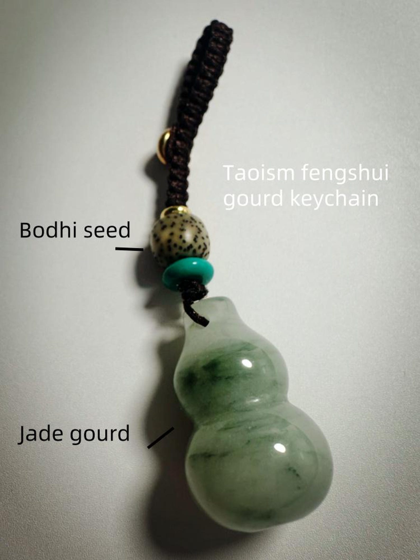 Tianshan Jade Gourd Keychain: Bodhi Seed & Turquoise Feng Shui Charm - Etsy
