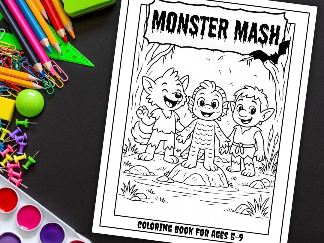 Monster Mash Kids Halloween Coloring Book - Digital PDF Download - Etsy