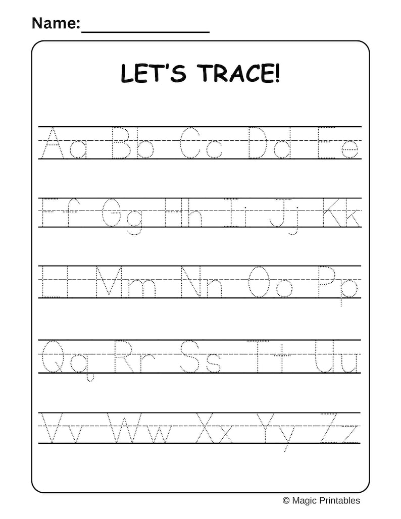 Alphabet Tracing Worksheets A-Z – Handwriting Practice (PDF) - Etsy