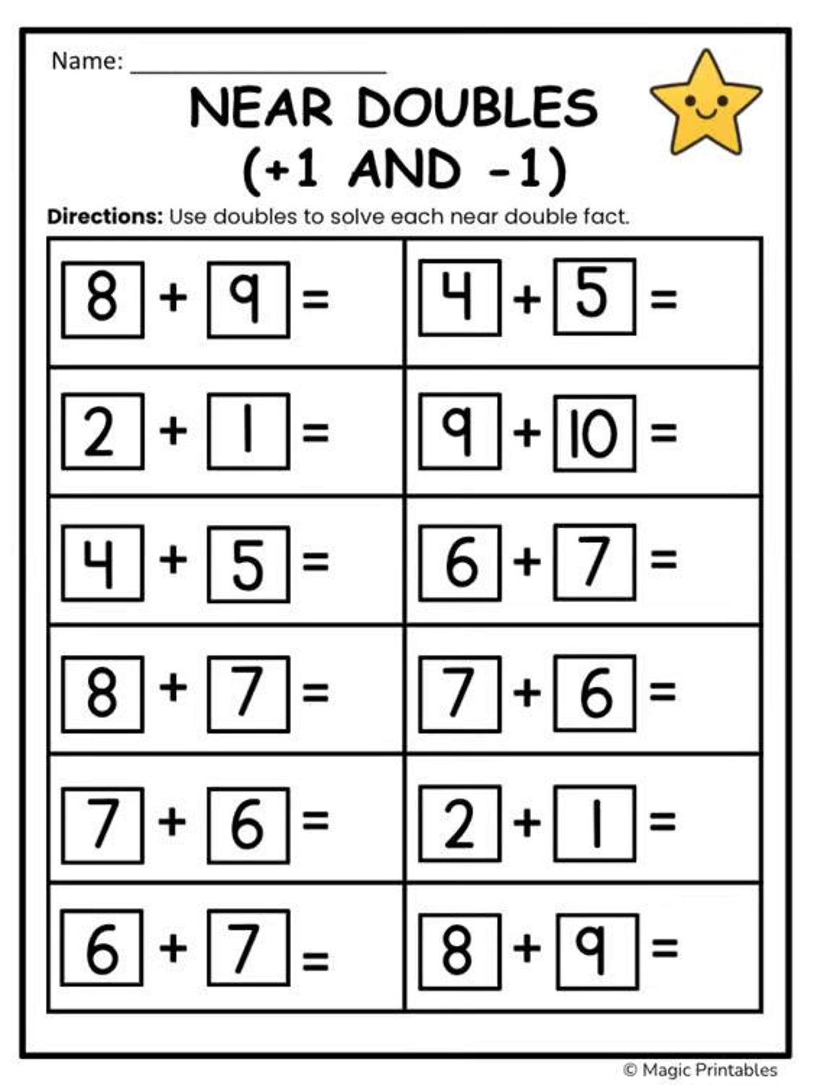 10 Printable Doubles Facts Math Worksheets | Addition Doubles 0–10 | No ...