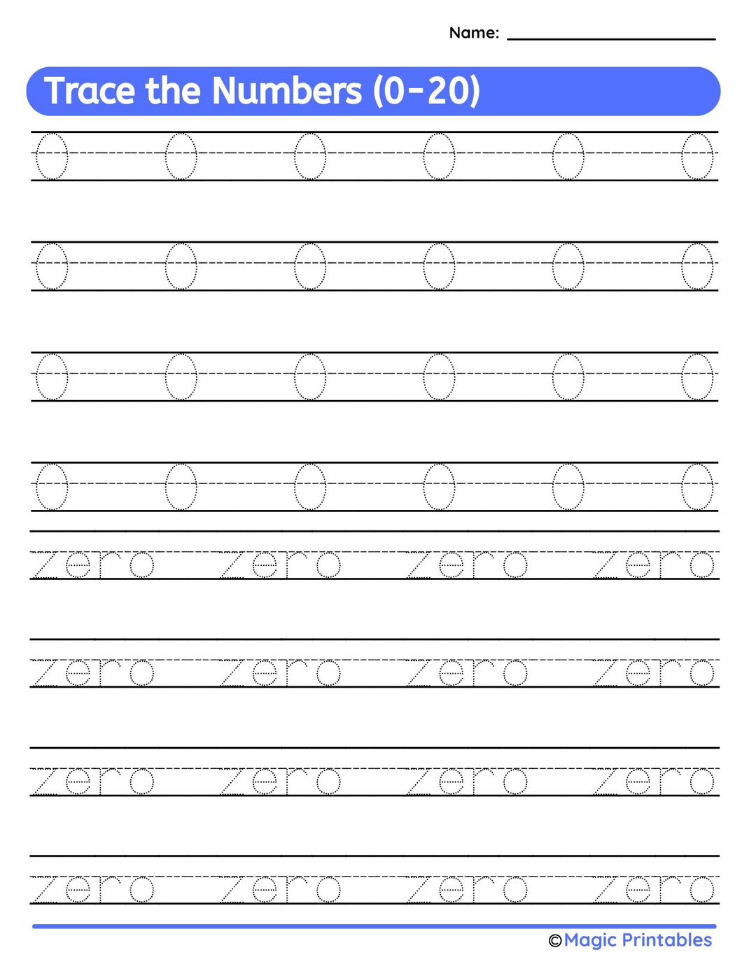 Number Tracing Worksheets 0-20 | Preschool and Kindergarten Math ...